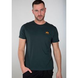 Herren Rundhalsshirt "BASIC T SMALL LOGO", blau, Gr. S, Alpha Industries, bedruckt, Single Jersey, Obermaterial: 100% Baumwolle, Shirts, Baumwolle,