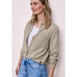 Street One Damen Hemdbluse, beige, Gr. 46, unifarben, Web, 100% Baumwolle, Blusen, aus reiner Baumwolle