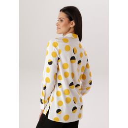 Damen Hemdbluse, gelb, Gr. 44, Aniston SELECTED, bedruckt, gemustert, gepunktet, Web, Obermaterial: 100% Viskose, Blusen, im trendigen und