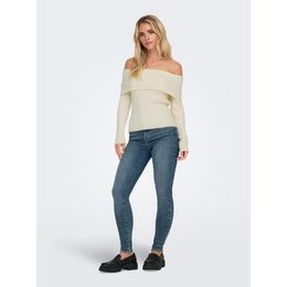 Only Damen Strickpullover "ONLKATIA LIFE LS OFF SHOULDER KNT NOOS", grau, Gr. M, meliert, Strick, Obermaterial: 50% Viskose, 27% Nylon, 23%