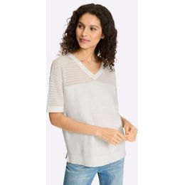 Heine Damen Ajourpullover "Pullover"ecru, Gr. 44, unifarben, 100% Baumwolle, Pullover