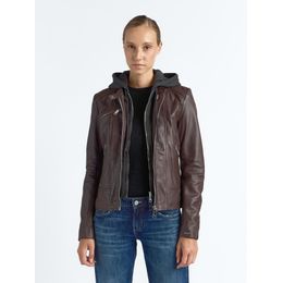 Maze Damen Lederjacke "Mico", braun, Gr. XL, Obermaterial: 100% Lammleder. Innenfutter: 100% Polyester. Kapuze: 55% Baumwolle, 45% Polyester, Jacken