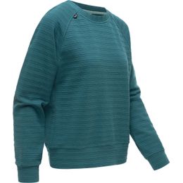 Ragwear Damen Rundhalspullover "Joann Crepe"dunkelpetrol, Gr. L, Material: 65% Baumwolle, 27% Polyester, 6% Viskose, 2% Elasthan, Pullover, Leichter