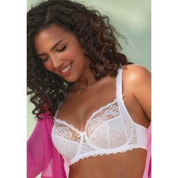 Lascana Damen B&uuml;gel-BH, Gr. 70, wei&szlig;, Spitze, Obermaterial: 86% Polyamid, 8% Polyester, 6% Elasthan, BHs, mit h&uuml;bschen Spitzentr&auml;gern, sexy Dessous