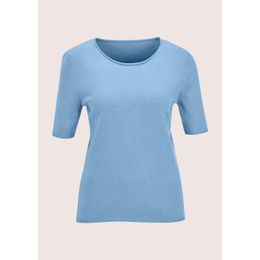 Madeleine Mode MADELEINE Damen 2-in-1-Strickjacke "Twinset Basic Strickjacke mit Halbarmpullover", blau, Modern, Gr. 44, Obermaterial: 46% Modal CMD. 40% Polyacryl