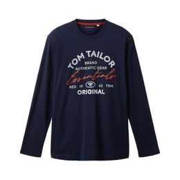 Tom Tailor Longsleeve mit Logo - Herren - Gr. M - blau/print
