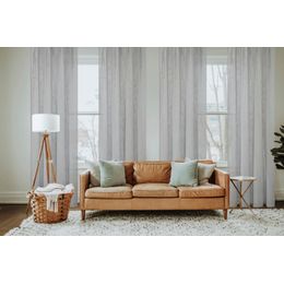 Vorhang HOME BASICS, B:140cm H:225cm, grau, Polyester, Wohnzimmer, Gardinen, "SOFTY 2er Pack", 2er Pack Kombibandschal SOFTY Uni