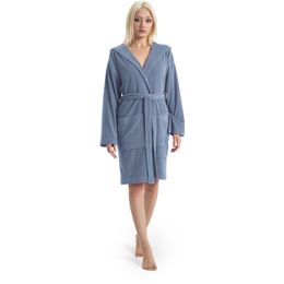 Damenbademantel OTTO HOME, L:95cm, blau, Leichtfrottee, Hausm&auml;ntel, "Sina, ideal f&uuml;r Sauna & Spa, Hotelbademantel, Morgenmantel", einfarbiger