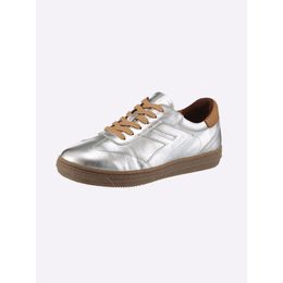 Andrea Conti Damen Sneaker, Gr. 38silberfarben, cognac, Glattleder, Leder, Rindsleder, Schuhe