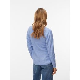 V&eacute;ro Moda VERO MODA Damen V-Ausschnitt-Pullover "VMCREWLEFILE LS V-NECK BLOUSE NOOS", blau, Gr. XL, meliert, Strick, Obermaterial: 70% Polyacryl, 27% Nylon, 3%