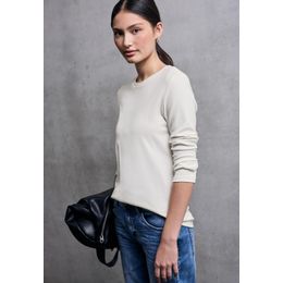 Damen Langarmshirt, wei&szlig;, Gr. 42, STREET ONE STUDIO, unifarben, Web, 48% Baumwolle, 47% Modal, 5% Elasthan, Shirts, im soften Baumwoll-Mix
