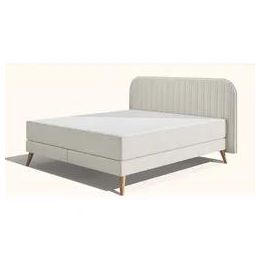 EMMA Original Elite Boxspringbett &ndash; Dunkelgrau - 160x200 cm - Kopfteil Kissen - Holzf&uuml;&szlig;e
