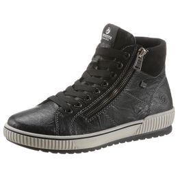 Remonte Damen Schn&uuml;rboots, Gr. 36, schwarz, Leder, Lederimitat, Textil, Schuhe, Plateau, Schn&uuml;rstiefelette, Boots in Crash-Optik
