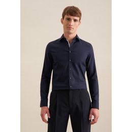 Seidensticker Herren Businesshemd "Schwarze Rose", blau, Gr. 36, Strukturmuster, unifarben, 100% Baumwolle, Hemden, Slim 1/1 Kentkragen Struktur