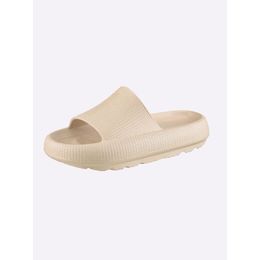 Heine Damen Pantolette, Gr. 40, beige, Synthetik, Schuhe