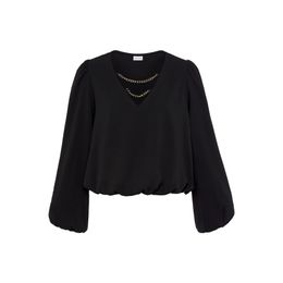 Lascana Damen Schlupfbluse, schwarz, Gr. 46, unifarben, Cr&ecirc;pe, Obermaterial: 98% Polyester, 2% Elasthan, Blusen, mit Kettendetails, elegante