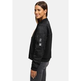 Navahoo Damen Bomberjacke "Willstehaben 14", schwarz, Gr. XS, Obermaterial 1: 90% Polyacryl, 8% Viskose, 2% Elasthan. Obermaterial 2: 100% Nylon.