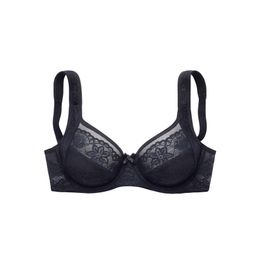 Damen Entlastungs-BH, NUANCE BY LASCANA, Gr. 75, schwarz, Spitze, Obermaterial: 85% Polyamid, 15% Elasthan, BHs, mit B&uuml;gel und breiten Tr&auml;gern f&uuml;r