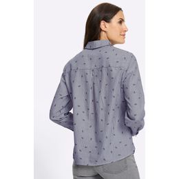 Inspirationen Damen Hemdbluse, blau, Gr. 46, gemustert, gestreift, mehrfarbig, 100% Baumwolle, Blusen