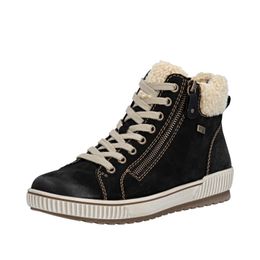 Remonte Damen Winterboots, Gr. 37, schwarz, Leder, Textil, Fellimitat, Schuhe, Schn&uuml;rboots, Stiefelette, Casual-Boots mit Tex-Ausstattung
