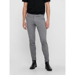 Only & Sons ONLY & SONS Herren Chinos "ONSMARK SLIM GW 0209 PANT NOOS", grau, Gr. 32, unifarben, Web, Obermaterial: 76% Polyester, 20% Viskose, 4% Elasthan, Hosen