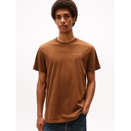Tommy Jeans Herren T-Shirt "TJM SLIM LINEAR CHEST TEE EXT"pecan nut, Gr. S, Single Jersey, Obermaterial: 100% Baumwolle, Shirts, Mit
