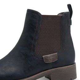Tamaris Damen Chelseaboots, Gr. 37, blau, Elastischer Einsatz, Nubuklederimitat, unifarben, Schuhe, Blockabsatz, Stiefelette, Schlupfschuh im Used