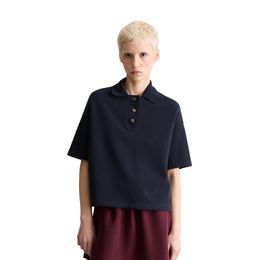 Marc O'Polo Damen Poloshirt "aus weichem Rib-Jersey"blau depths, Gr. M, MARC O'POLO DENIM, unifarben, Obermaterial: 100% Baumwolle, Shirts
