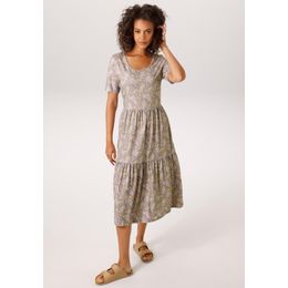 Aniston CASUAL Damen Sommerkleid, bunt, Gr. 46, Paisley, bedruckt, gebl&uuml;mt, Single Jersey, Obermaterial: 95% Baumwolle, 5% Elasthan, Kleider, mit