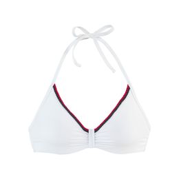 s.Oliver Damen B&uuml;gel-Bikini-Top "Junis", wei&szlig;, Gr. 38, kontrastfarbene Details, unifarben, Recycling-Polyamid, Bikini-Oberteile, mit geflochtenen