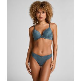 Hunkem&ouml;ller HUNKEM&Ouml;LLER Damen String "Marine Thong", Gr. S, blau, 94% Polyamid, 6% Elasthan, Unterhosen