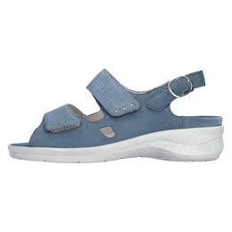 Waldl&auml;ufer WALDL&Auml;UFER Damen Sandale "MERLE", Gr. 4,5, blau, Nubukleder, Schuhe, Komfortschuh mit Klettverschl&uuml;sse und Druckknopf, M-Weite
