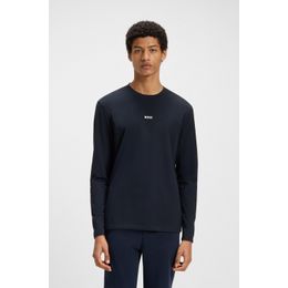 BOSS Orange Herren Langarmshirt "TChark", blau, Gr. XL, unifarben, Web, Obermaterial: 96% Baumwolle, 4% Elasthan, Shirts, Rundhalsausschnitt, Regular