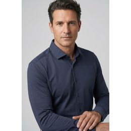 OLYMP Herren Businesshemd "No. Six super slim", blau, Gr. 38, Jersey, Obermaterial: 64% Baumwolle, 27% Polyester, 9% Elasthan, Hemden, Jersey-Hemd