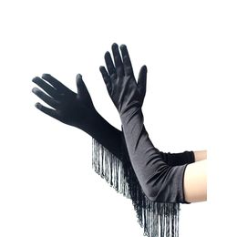 Dirndline Fingerhandschuhe 'Fransen' Damen Gr&ouml;&szlig;e XS/XL schwarz