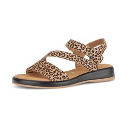 Gabor Damen Keilsandalette "Rhodos", Gr. 40leo, Ziegenveloursleder, Schuhe, Riemchensandale, Sommerschuh in angesagter Leo-Optik, G-Weite