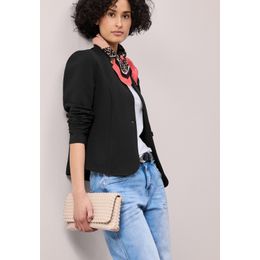 Street One Damen Sweatblazer, schwarz, Gr. 46, unifarben, Jersey, 71% Polyester, 26% Viskose, 3% Elasthan, Blazer, Jersey