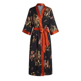 Vivi Idee Morgenmantel 'Morgenmantel Kimono Satin Weidenblick-2669' Damen Gr&ouml;&szlig;e XS/XXL schwarz
