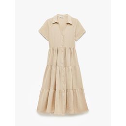 KOTON Kleid Damen Gr&ouml;&szlig;e 34 beige Winterkleid