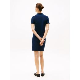 Tommy Hilfiger Damen Polokleid "SLIM OPEN NK POLO DRESS SS", blau, Gr. XS, unifarben, Jersey, Obermaterial: 95% Baumwolle, 5% Elasthan, Kleider, mit