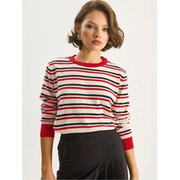 Bianco Lucci Pullover Damen Gr&ouml;&szlig;e S/L rot / schwarz / wei&szlig;