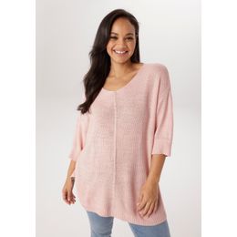 ANISTON PLUS Damen Strickpullover, rosa, Gr. 46, unifarben, Strick, Obermaterial: 100% Polyacryl, Pullover, mit tollem Strickmuster