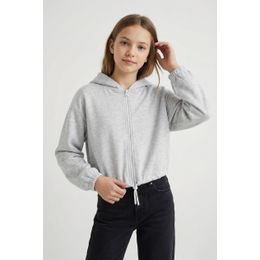 Tom Tailor Kinder Sweatjacke "Full Zip", grau, Gr. 140, meliert, Sweatware, Obermaterial: 95% Baumwolle, 5% Viskose, Sweatjacken, mit Kordelzug in