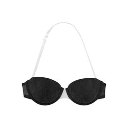 Lascana Damen Schalen-BH, Gr. 75, schwarz, Spitze, Obermaterial: 54% Polyester, 40% Polyamid, 6% Elasthan, BHs, mit transparentem R&uuml;ckenteil und