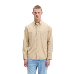 Marc O'Polo MARC O'POLO Herren Langarmhemd "mit recycelter Baumwolle"light oat, Gr. L, unifarben, Obermaterial: 100% Baumwolle, Hemden