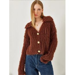Bianco Lucci Knit Cardigan female Brown size S/L