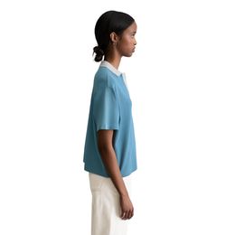 Marc O'Polo Damen Poloshirt "aus reiner Bio-Baumwolle"medium blau, Gr. L, MARC O'POLO DENIM, unifarben, Obermaterial: 100% Baumwolle, Shirts