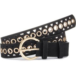 Lascana Damen H&uuml;ftg&uuml;rtel "Hoseng&uuml;rtel, Anzugg&uuml;rtel, G&uuml;rtel, Jeansg&uuml;rtel", schwarz, Gr. 105, unifarben, Kunstfaser, G&uuml;rtel, mit kleinen Cut-Outs - f&uuml;r