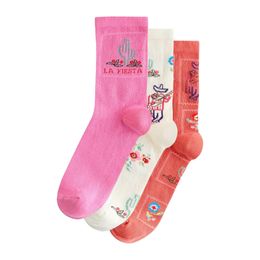 next Socken Damen Gr&ouml;&szlig;e 36/41 sand / hummer / hellpink / rot