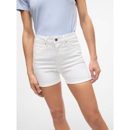 V&eacute;ro Moda VERO MODA Damen Jeansshorts "VMLUNA MR FOLD SHORTS MIX GA NOOS", wei&szlig;, Gr. S, unifarben, Denim/Jeans, Obermaterial: 72% Baumwolle, 26% Polyester, 2%